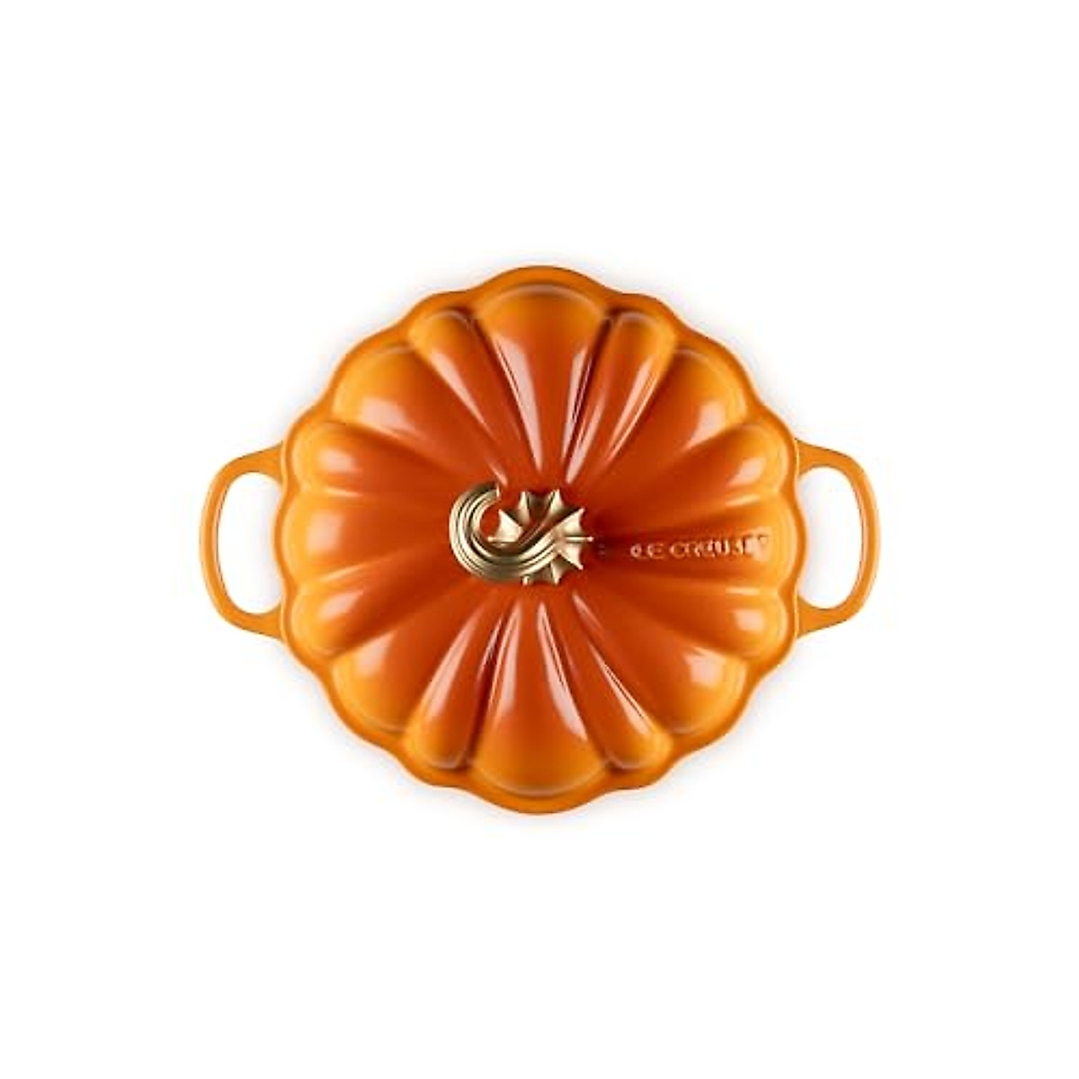 Le Creuset Enameled Cast Iron Figural Pumpkin Cocotte, 4 qt., Persimmon with Gold Figural Knob