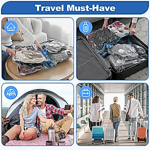 VMstr 9 Pack Travel Vacuum Storage Bags with USB Pump, Vacuum Packing Seal Bags for Luggage, Carry-on Size Space Saver Bags for Clothes and Clothing Travel