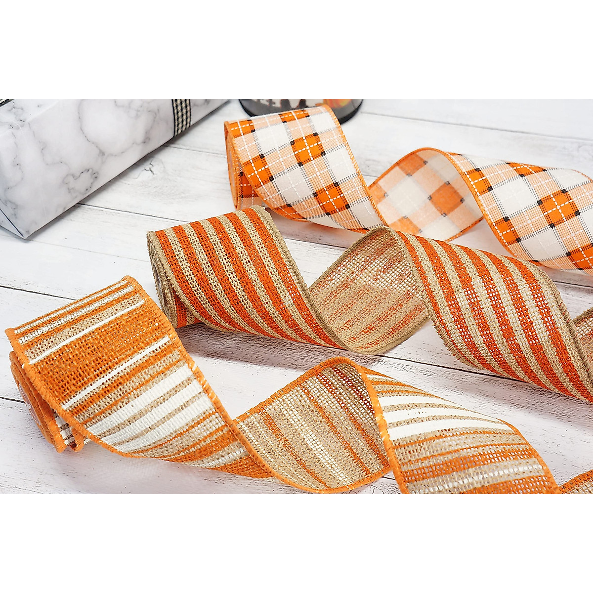 CT CRAFT LLC Christmas Wired Ribbon Assortment 27 Yards (2.5 Inch Wide 3Yards 9Rolls) for Christmas Fall Home Decor, Gift Wrapping, Bow Making, Wreath, DIY Crafts