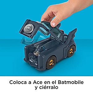 Fisher-Price DC League of Super-Pets Preschool Toy Super Launch Ace & Batmobile Vehicle Set for Kids Ages 3+ Years