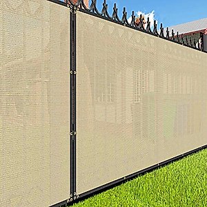 E&K Sunrise 4' x 50' Beige Ience Privacy Screen, Commercial Outdoor Backyard Shade Windscreen Mesh Iabric Shade Net Cover for Wall Garden Yard Backyard- Customized