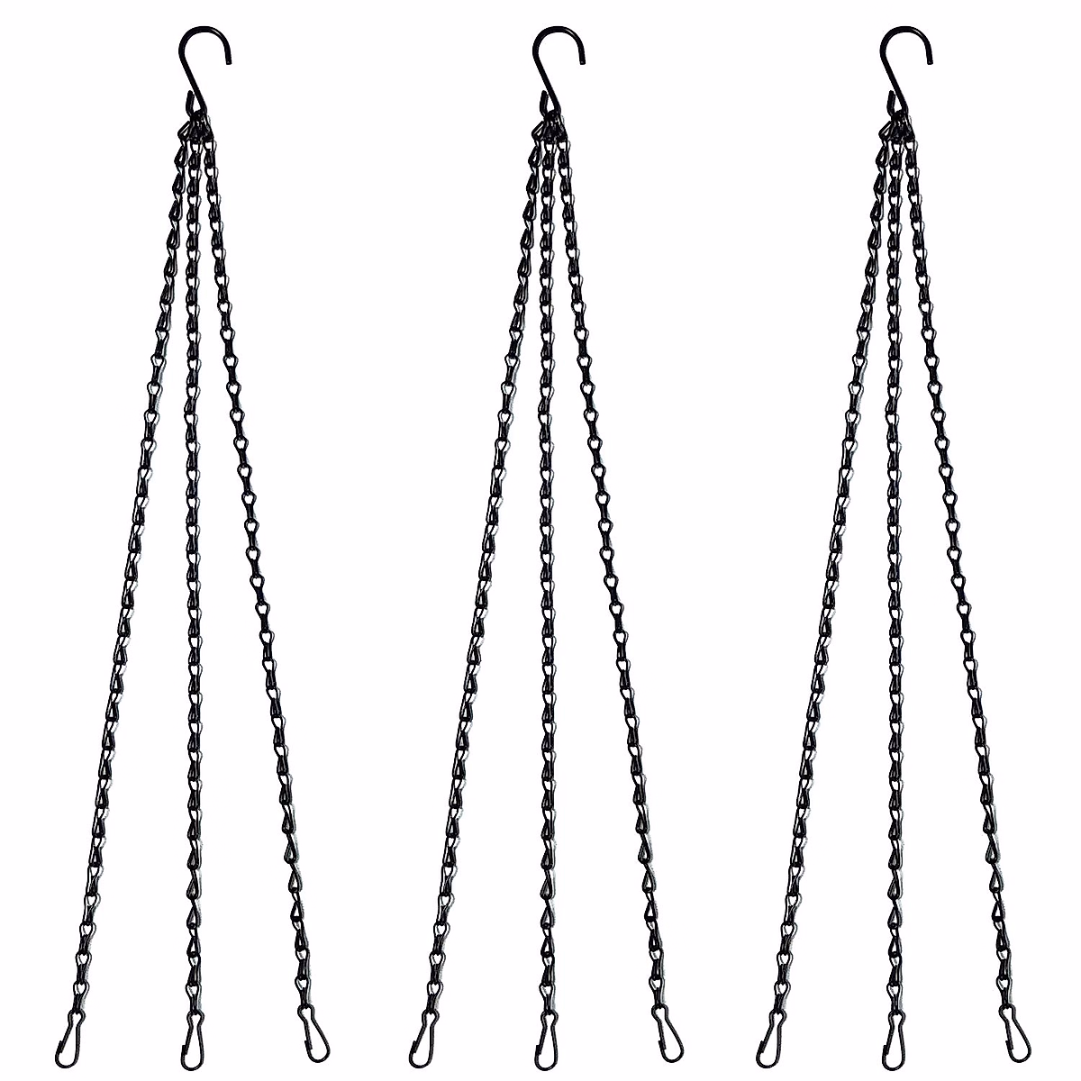 Benvo 24 inch Long Hanging Chains for Plants Flower Pot Basket Chains 3 Point Replacement Chain Hangers for Lanterns, Bird Feeders, Planters and Other Ornaments (Pack of 3)