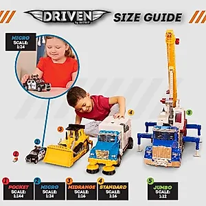 Driven by Battat – 1:24 Scale Telehandler Forklift Toy – Construction Truck Toy with Extendable Crane Arm & More – Realistic Lift Sounds & Lights – Car Toy Gift for Boys & Girls Age 3+