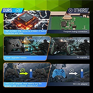 JORREP Xbox Controller Wireless for Xbox One, Xbox One S/X, Xbox Series X/S Consoles, PC Windows, 2.4GHz Adapter Wireless Gamepad with 3.5mm Headphone and Share Button