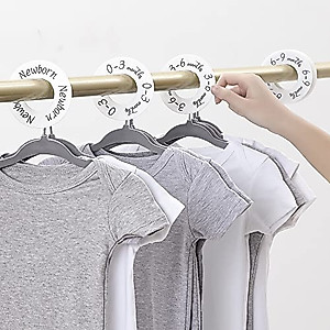 Baby Closet Dividers - Set of 10 from Newborn to Toddler and 2 Blanks with Colored Box,Baby Size Divider Fits 1.65" Rod- [White Unisex]