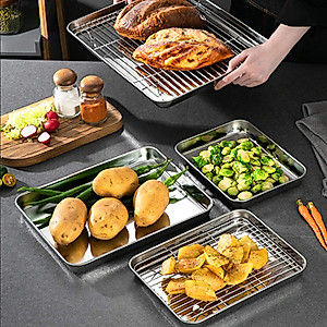 Baking Sheet Set of 2, Bastwe 18 inch Commercial Grade Stainless Steel Baking Pan, Professional Bakeware Oven Tray, Healthy & Non-toxic, Rust Free & Mirror Finish, Easy Clean & Dishwasher Safe