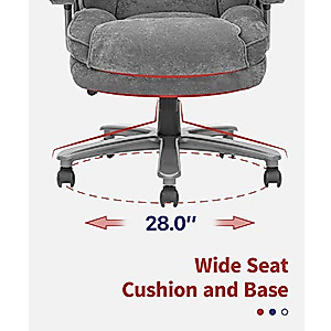 CLATINA Ergonomic Big and Tall Executive Office Chair with Upholstered Swivel 400lbs High Capacity Adjustable Height Thick Padding Headrest and Armrest for Home Office Grey