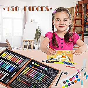 SFSUMART Art Set, 150 PCS Art Supplies, Wooden Coloring Drawing Painting kit, Markers Crayons Colour Pencils, Gift for Kids Teens Boys Girls