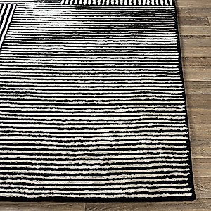 Mark&Day Area Rugs, 9x13 Lieveren Modern Black Area Rug Black White Carpet for Living Room, Bedroom or Kitchen (9' x 13')