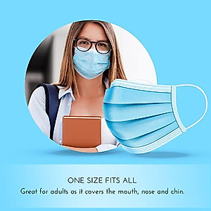 OxGord Artnaturals Face Mask - 50 Disposable Ear-Loop Masks - Protection from Dust, Pollen, and More - Mouth Cover Ideal for Everyday Use (Blue)