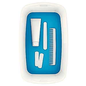 Leitz A5 MyBox Small with Lid, Storage Box for Home and Office, 5 L, High Gloss, Plastic, White/Blue Metallic;MyBox