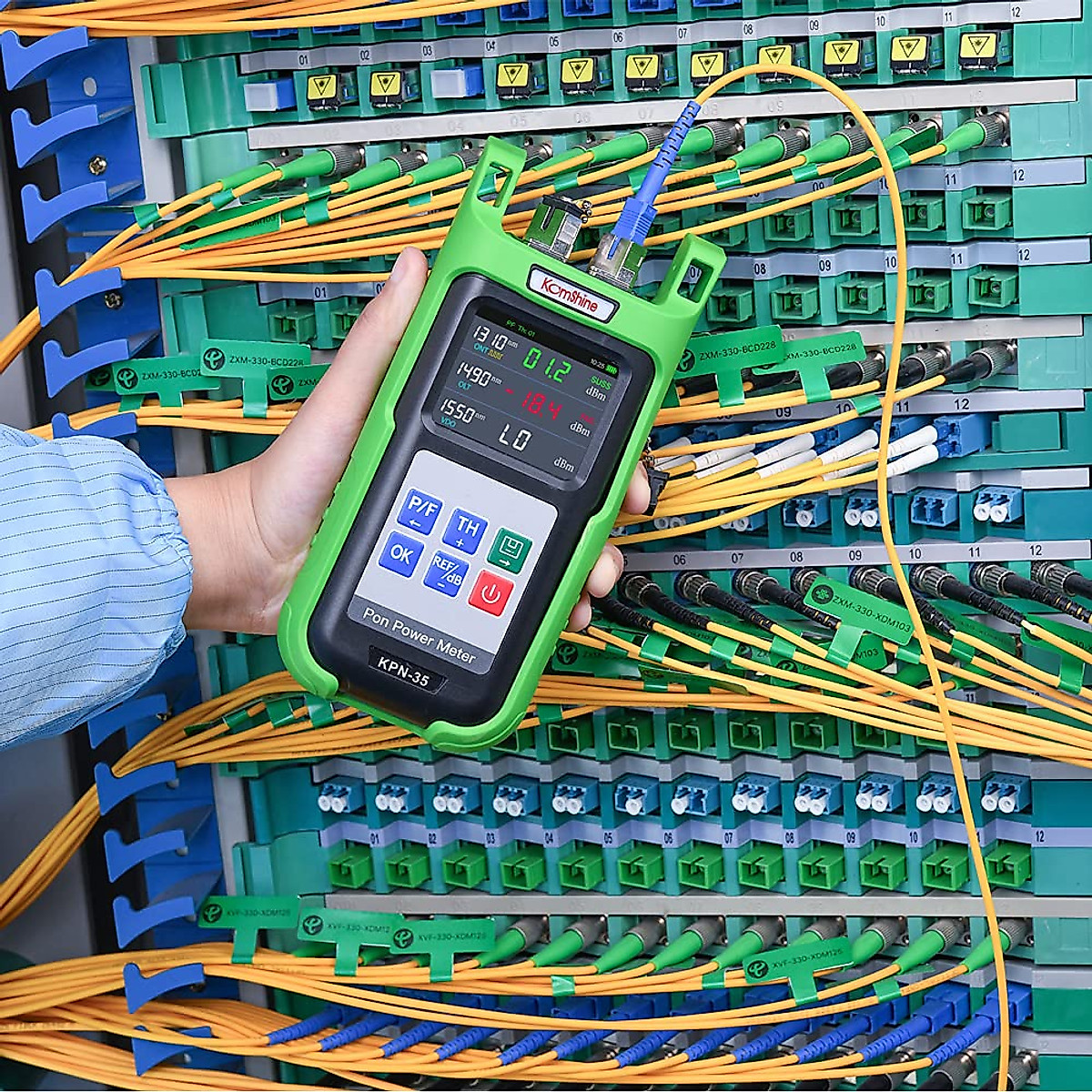 KOMSHINE KPN-35 PON Optical Power Meter 0.1dB Resolution, 1490nm, 1550nm,1310nm for PON Network Testing APC Connector