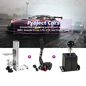 PC USB Simulator Shifter 64 Bit Handbrake with Clamp L Shape Lever Kit Compatible with G29 G27 G25 G920 T300RS/GT Steering Wheel Sequential H Gear Shifter Compatible with ATS ETS Dust WRC Sim Racing