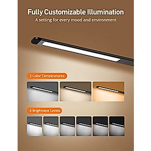 sympa LED Desk Lamp, Aluminum Alloy Dimmable LED Table Lamp with 3 Color Modes, 6 Brightness Levels, USB Charging Port, Adjustable Angle, Memory Function, Table Lamp for Home Office Lighting, Grey
