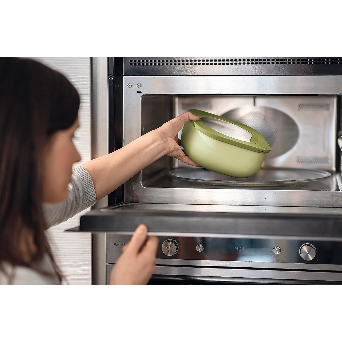 Guzzini - Kitchen Active Design, STORE&MORE BIO Set of 3 Shallow Airtight Fridge/Freezer/Microwave Containers - Multicolour, 19,5 x19,5 x h9,3 cm | 450/975/1900 cc - 17072552