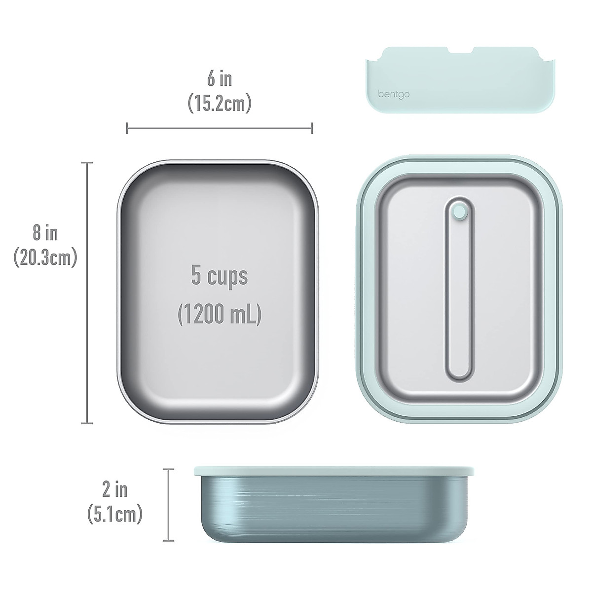 Bentgo MicroSteel Leak-Proof Lunch Box - Microwave-Safe, Oven-Safe, Bento-Style Container with Removable Divider, Airtight Lid, Sustainable Design, Odor & Stain Resistant (Aqua)