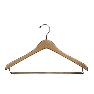 NAHANCO 7117CH Concave Wood Suit Hanger, Natural Finish and Chrome Hardware, 17" (Pack of 100)
