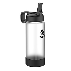 Takeya Glass Water Bottle - Durable Thermo-Shock Resistant Glass Water Bottle with Sure-Grip Safe Shell - Clear Leak-Proof Bottle with Straw Lid - Dishwasher Safe - Everyday-Use Bottle - 22 oz, Onyx