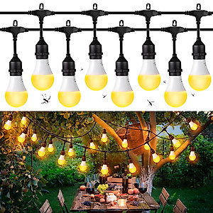 Qualirey Mosquito Repellent LED String Light for Outdoor, 7W Waterproof Mosquito Repellent Light Bulbs Outdoor Mosquito Repellent for Patio Backyard Deck(37.7 ft)