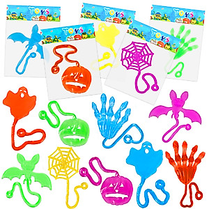 50 PCS Halloween Stretchy Sticky Hands Party Favors For Kids 4-8,Glitter Sticky Hands Toys, Treasure Box Fillers and Classroom Prizes,Halloween Party Favors,Birthday Parties,Toys for Sensory Kids