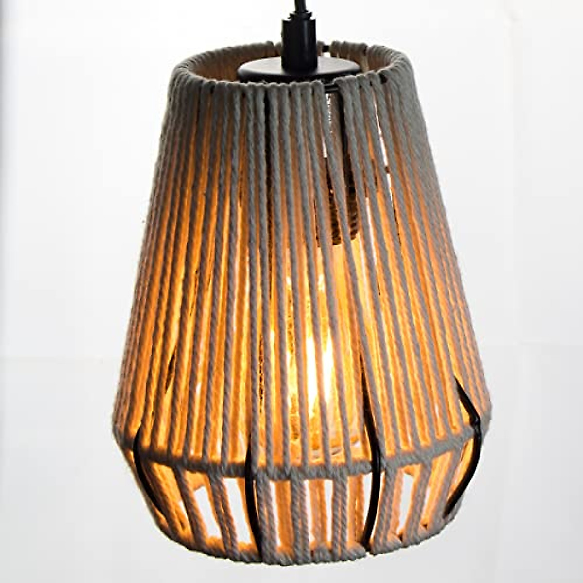 Unique Small Natural Boho LampShade For Ceiling Light Fixture Hanging Decorations Rustic shadelamp For Dinging Room, Farmhouse,Beige Color