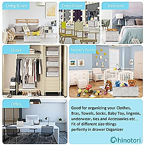 Hinotori Clothing Drawer Organizers 12 Pack – Foldable Storage Bin Drawer Dividers for Clothes, Underwear, Socks, Bras – Collapsible Fabric Organizer for Closet, Shelves, Dresser, Bedroom