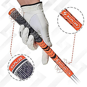 SAPLIZE Multi Compound Golf Grips, Deluxe Kit(13 Grips with Solvent Kit), Hybrid Golf Club Grips, Fluorescent Orange CL03S Series