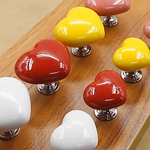 Toilet button press top toilet button flush replacement heart-shaped toilet button creative heart-shaped toilet tank button drawer handle door handle home decoration (red)