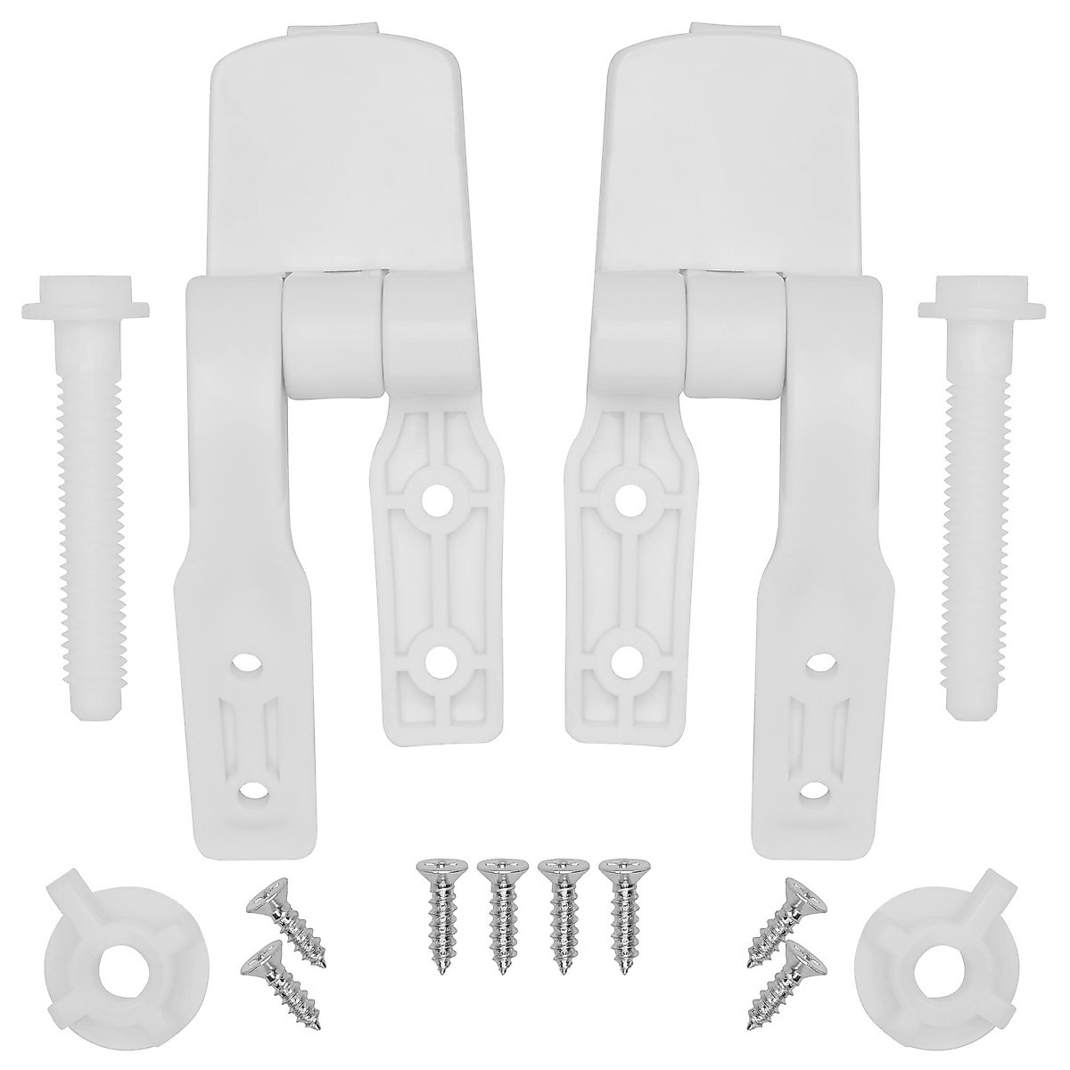 White Plastic Toilet Seat Hinge Replacement with Bolts Screw and Nuts
