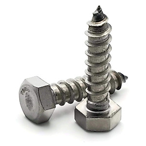Stainless Steel Lag Screws Hex Head Lag Bolts 1/4 inch x 1-1/4 inch Qty 100