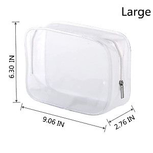 BEFORYOU 6 Pack Clear Toiletry Carry Pouch with Zipper Portable Plastic Waterproof Cosmetic Bag TSA Approved for Vacation Travel Bathroom and Organizing (White, Large)