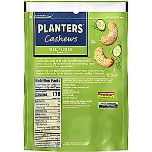 PLANTERS Whole Cashews Dill Pickle Flavored, Party Snacks, 5 Oz Bag