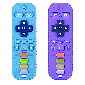 2 PCS Baby Remote Control Toy Remote Teether for Baby Teething Toys Soft Silicone Baby Teething Chew Toy for Babies Soft-Textured Teether, Baby Chew Toys Sensory Toys (2 Rmote)