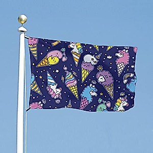 Cute Ice Cream Cones Look Like Animals Flags Decorative Funny Banners for Outside House Dorm Room Parties