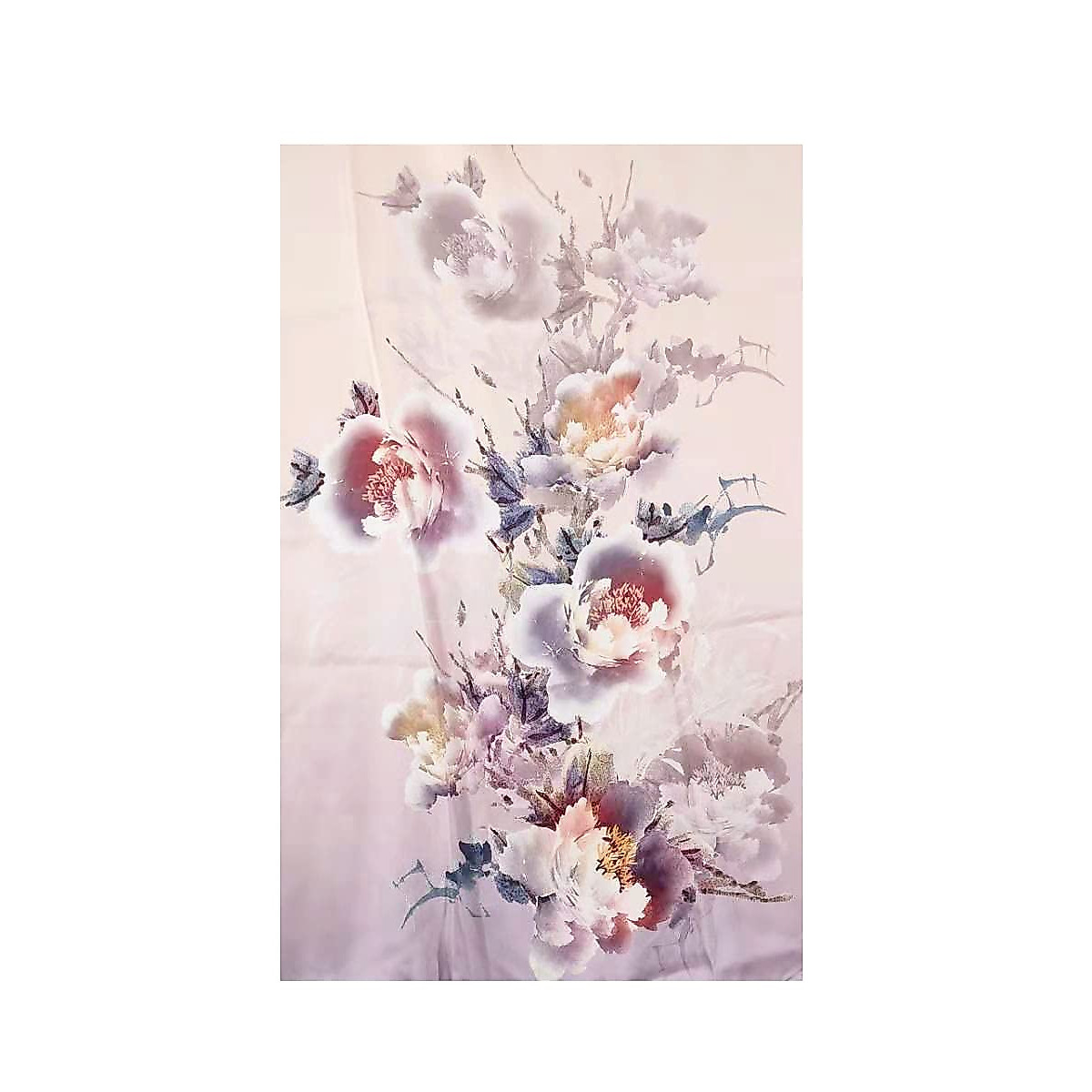 Kwedhonjh lady 100% silk pajamas, bat sleeve bathrobe - floral pattern (Anonymous flower light pink-1)