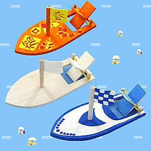 Yimaa 6 Pack DIY Wood Boat Model Wooden Sailboat Craft Wooden Boat Model Kits to Build Rubber Band Paddle Boat Toys for Kids Children Handmade DIY Craft Gift School Projects