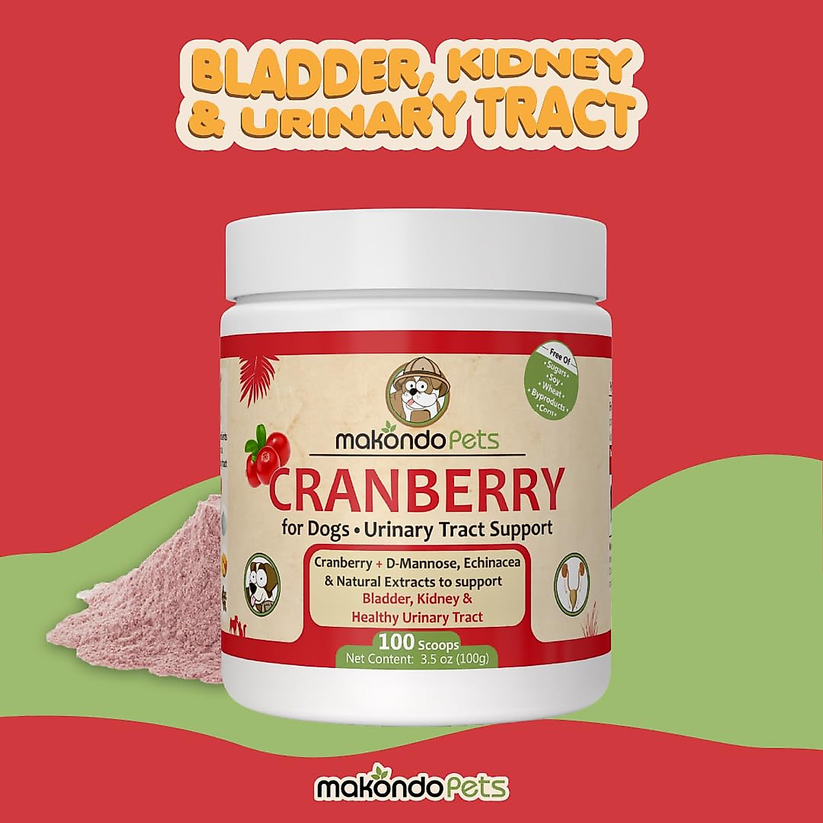 Dog Cranberry Supplement - Natural Dog UTI Treatment & Kidney Support for Dogs. Dog Supplement Powder Same as Cranberry Pills for Dogs. Puppy Supplies for Dog Pee Health - Dog Incontinence Product