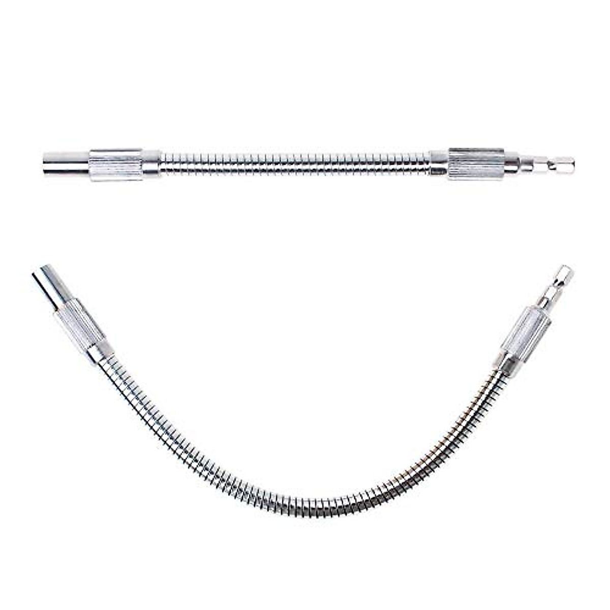 AUTOTOOLHOME 2pc Flexible Extension Drill Bit Holder Flex Shaft Impact Driver for Hand Ratchet Screwdriver Bits Quick Change Magnetic 1/4 Hex Shank