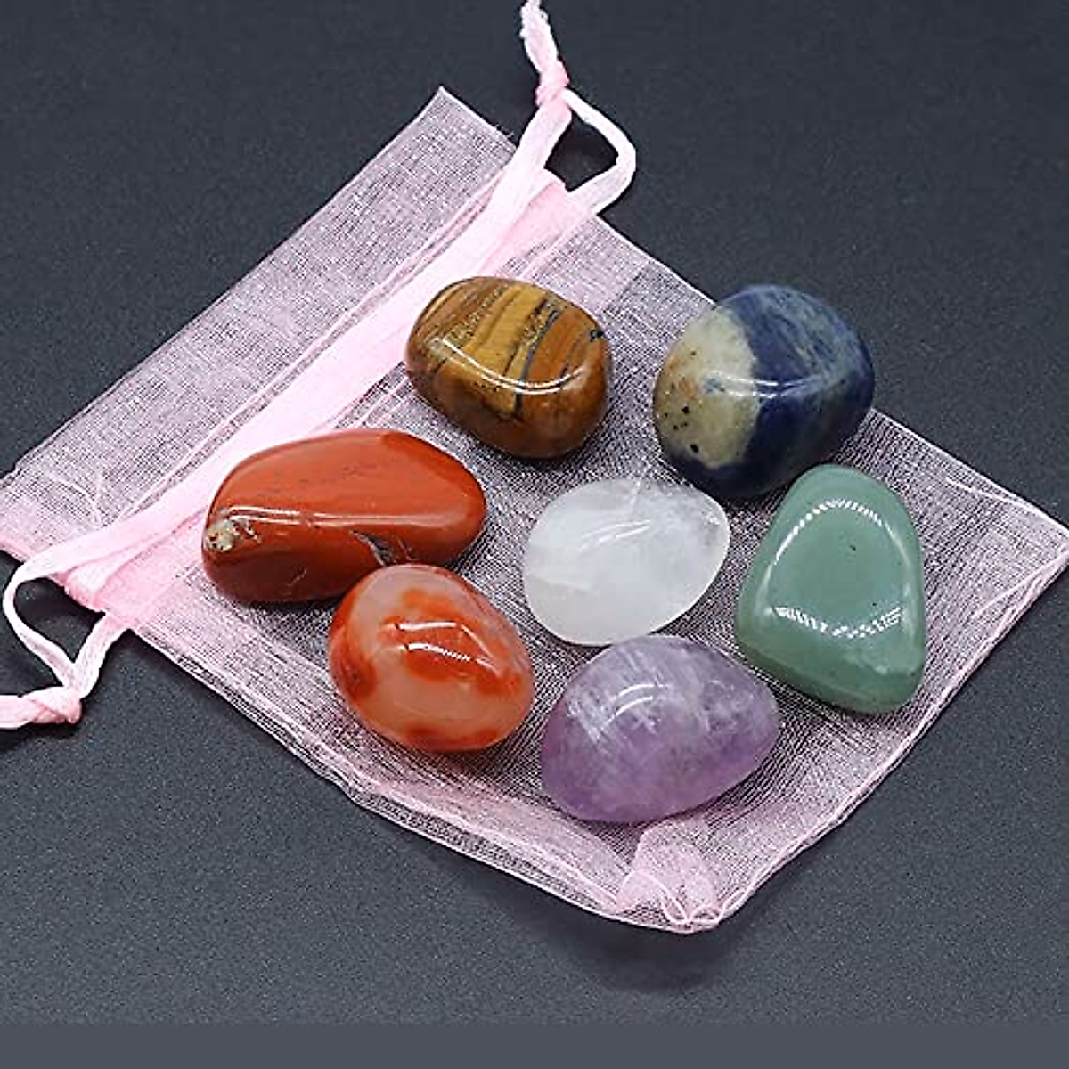 HXSCOO 7 Chakra Stones Healing Crystals Metatron Cube Resin Pendant Spiritual Enhance Set Gift Box (Color : with Gift Box)