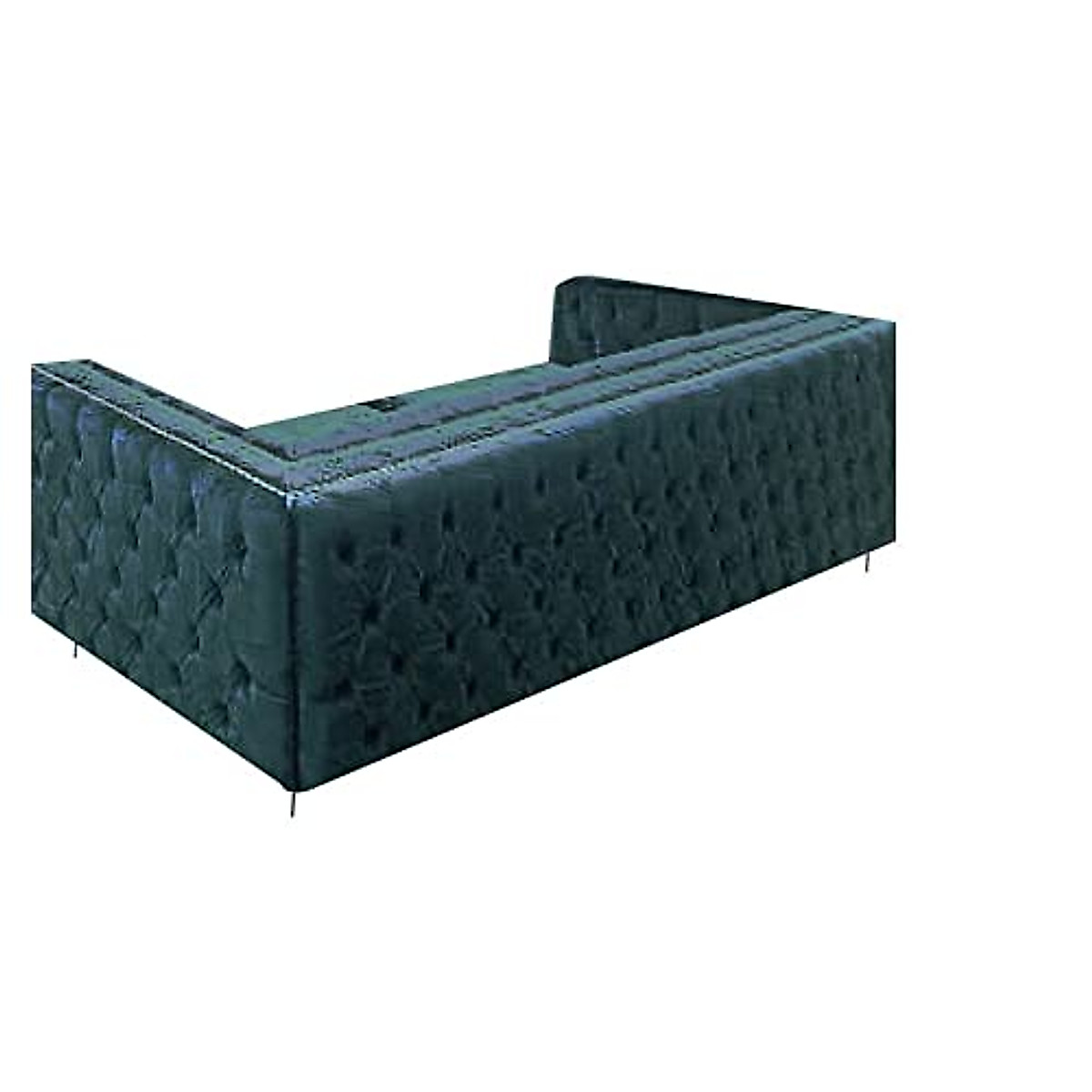 ICE ARMOR 2Pc Living Room Set Loveseat in Dark Teal Velvet Sofas