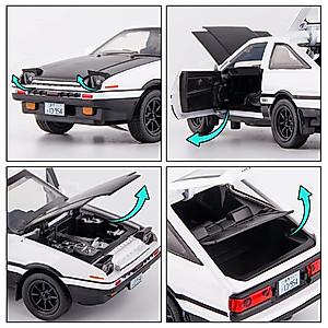 BDTCTK 1/32 AE86 Initial D Model Car, Zinc Alloy Pull Back Toy car with Sound and Light for Kids Boy Girl Gift(Black)