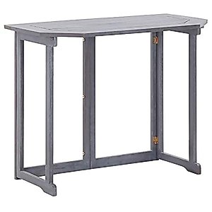 YUUIKLLE Folding Balcony Table，Wood Garden Table, Outdoor Side Table Indoor Outdoor ，for Patio, Balcony or Living Spaces, Kitchen,Garden，35.4"x19.7"x29.1" Solid Acacia Wood