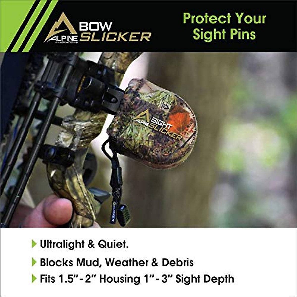 Alpine Innovations Sight Slicker - Protect Your Bow Sight with The Sight Slicker. Easy to Put on and Remove. Perfect for Archery Hunts. (Stealth Shadow Large)