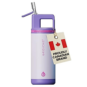 GROSCHE Alpine Flip n' Sip 16oz Insulated Kids Water Bottle - Stainless Steel, Leakproof Flask with Straw - Perfect for Gym, Travel & Outdoor Use - Keeps Water Cold upto 60 hrs - Cosmic Purple
