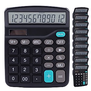 LICHAMP Desk Calculators with Big Buttons and Large Display, Office Desktop Calculator Basic 12 Digit with Solar Power and AA Battery (Included), 10 Bulk Pack