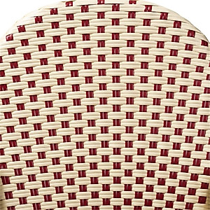 Baxton Studio Marguerite Classic French Indoor and Outdoor Beige and Red Bamboo Style Stackable Bistro Bar Stool