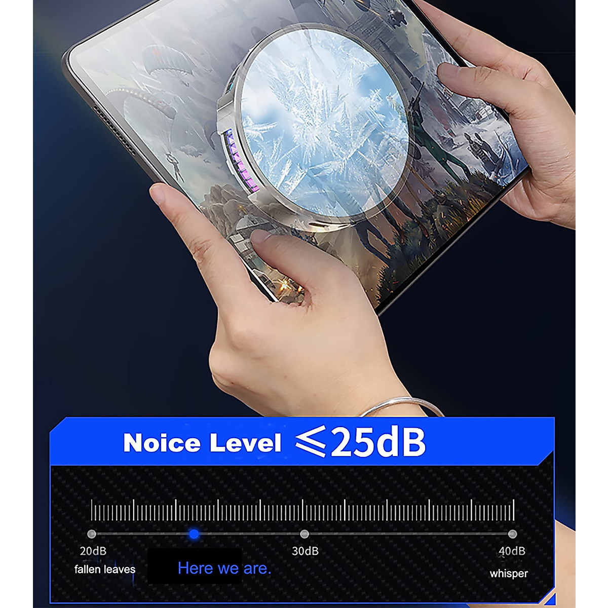 TEESSO iPad Cooler, Upgrated 3.9 inch Diameter Magnetic Tablet Cooler, ipad Cooling pad Phone Cooling Fan 27W Power Driver, Temperature Display Radiator for iPhone iPad Portable Laptop Cooler