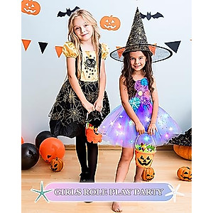 STOPKLAS Girls Dress Up Costume Mermaid Tutu Dress, Colored Led Light Up Mermaid Princess Dress for Halloween Birthday Party