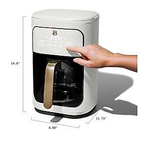 Touchscreen Coffee Maker, 14-Cup Programmable Coffee Maker with Touch-Activated Display, Kitchenware by Drew Barrymore (White Icing)