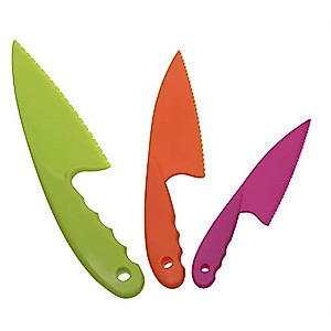 PENTA ANGEL 3 Colors Plastic Knife Set 3 Sizes Nylon Knife Safety Cooking Chef Knives for Fruit Lettuce Vegetable Salad Bread (3 Colors)